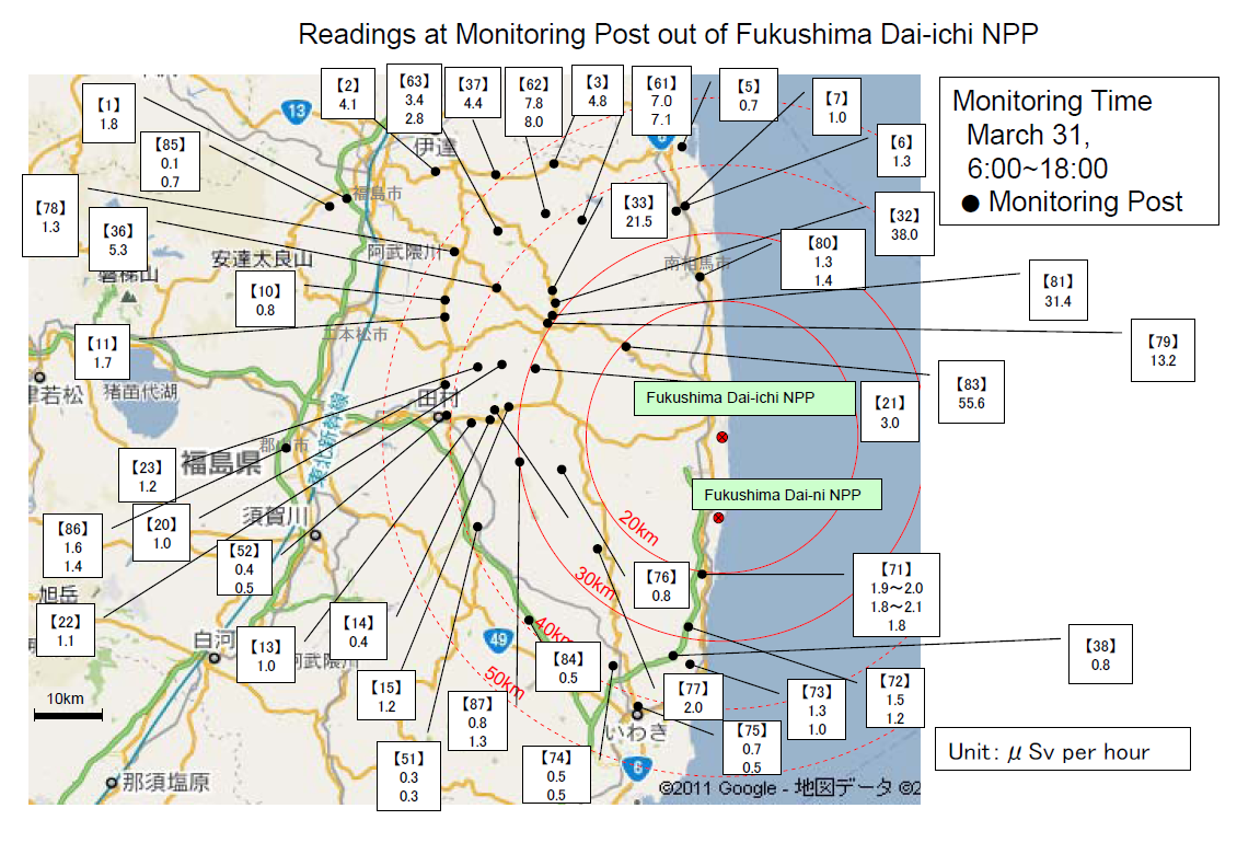 Fukushima Daiichi: Radiation readings 20 km and more from plant ...
